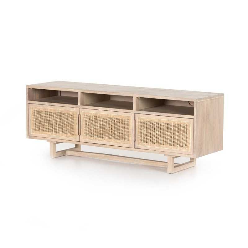 Clarita Media Console- Whitewash Mango