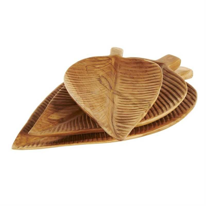 Teak Leaf Tray Set