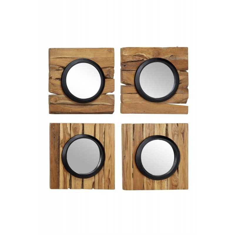 Teak Wall Mirror (4 Piece Set)