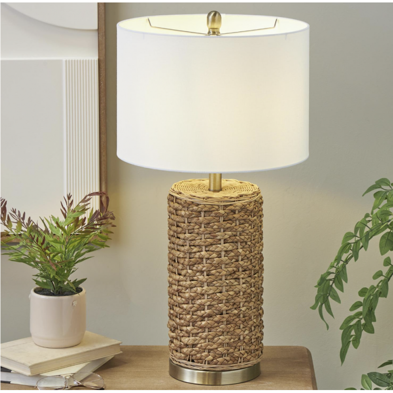 Brown Braided Rattan Lamp