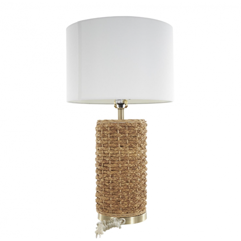 Brown Braided Rattan Lamp