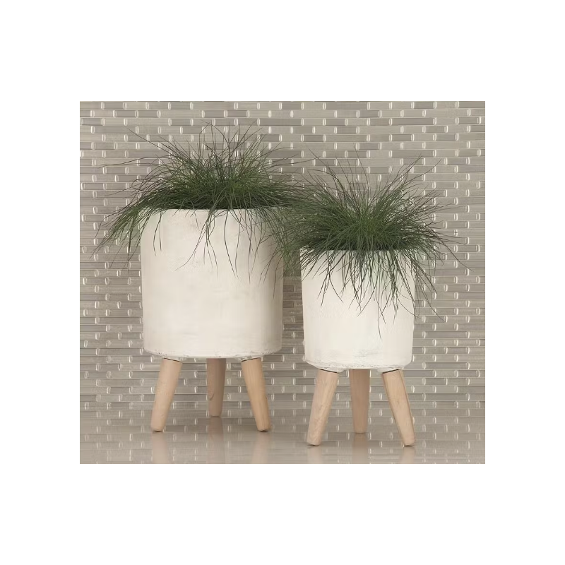White Fiberclay Planter Set of 3
