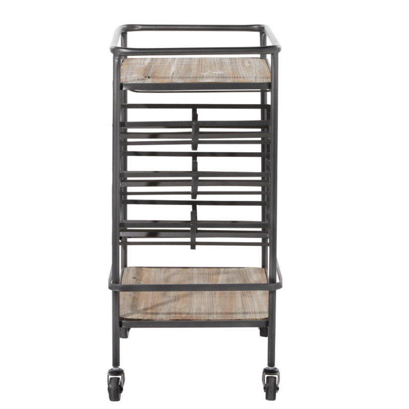 Wooden Rolling Bar Cart