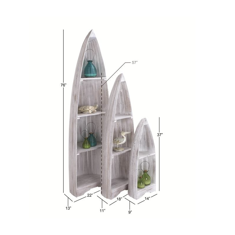 White Wooden Boat Bookcase- Small