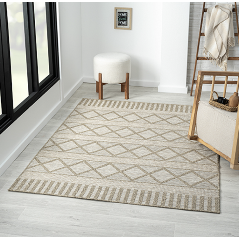 Oslo Tan/Brown In/Outdoor Rug Product Dimensions 5' x 7'