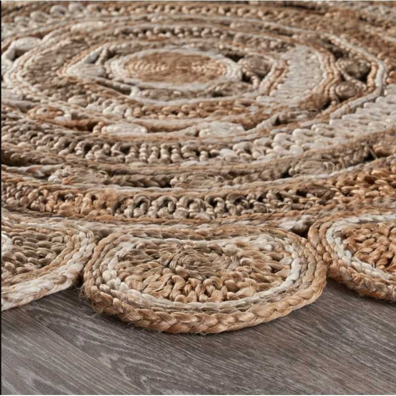 Daisy Geometric Multicolored Boutique Jute Rug Product Dimensions 4' Round