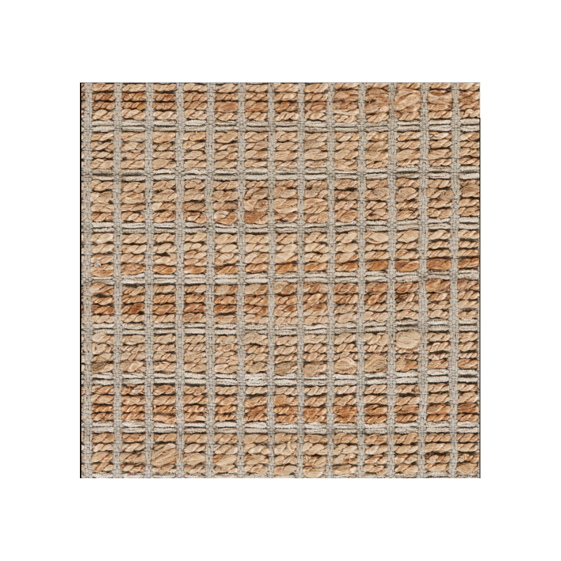 Gray Modern Grid Natural Jute Area Rug Product Dimensions 2' x 3'