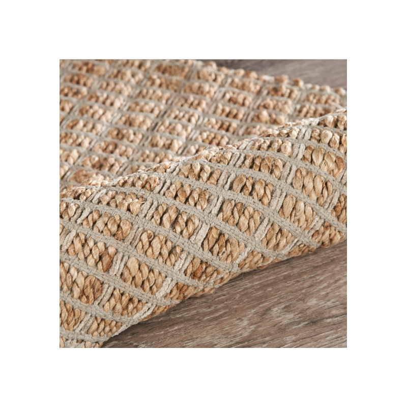 Gray Modern Grid Natural Jute Area Rug Product Dimensions 2' x 3'