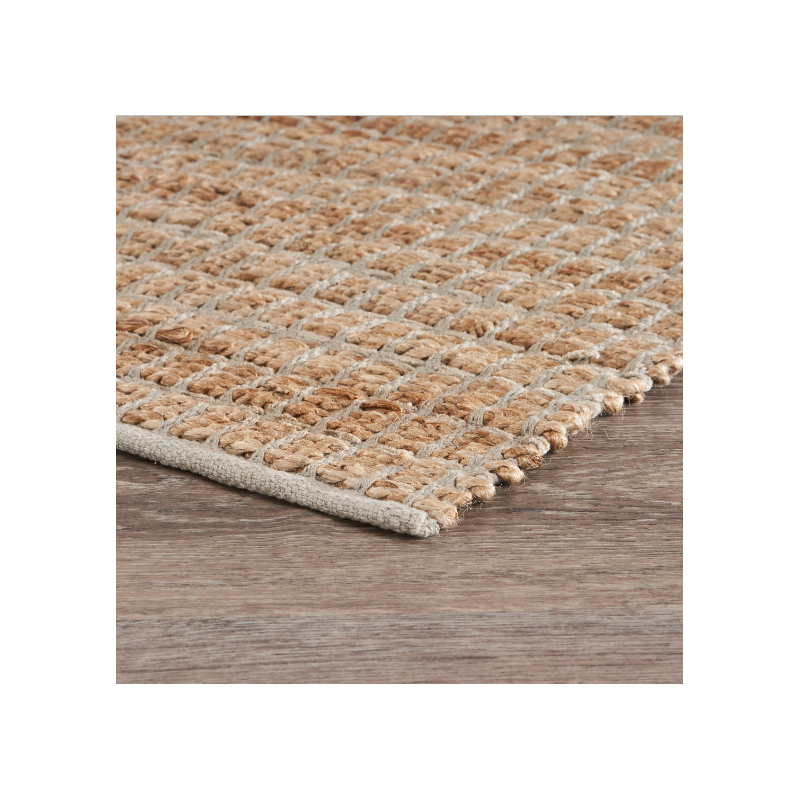 Gray Modern Grid Natural Jute Area Rug Product Dimensions 2' x 3'