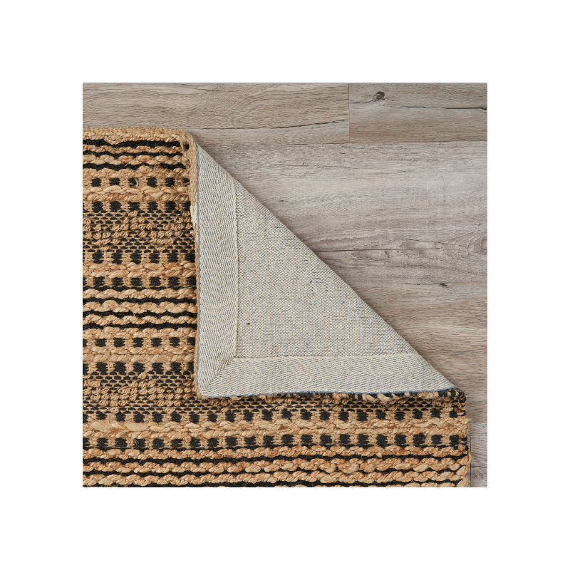 Contemporary Chevron Striped Natural Jute and Chenille Area Rug Product ...